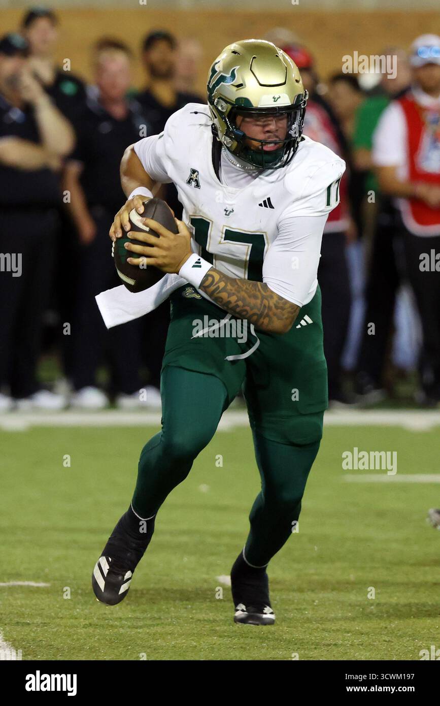 South Florida quarterback Byrum Brown (17) looks to pass against North ...