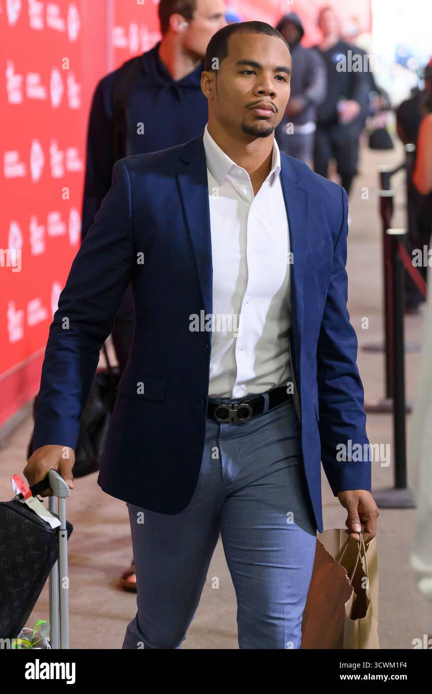 Detroit Lions wide receiver Kalif Raymond arrives at Arrowhead Stadium ...