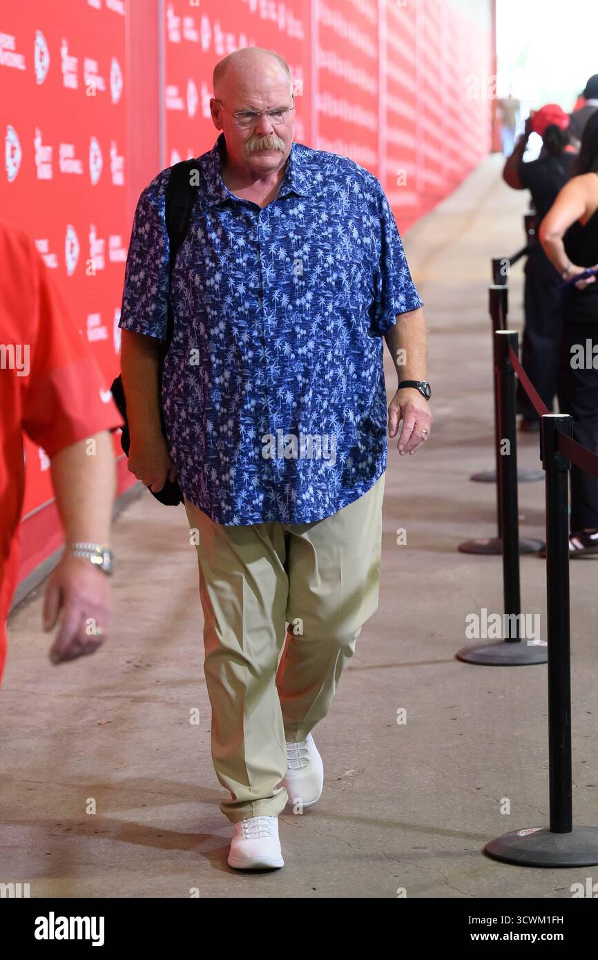 Kansas City Chiefs head coach Andy Reid arrives at Arrowhead Stadium ...