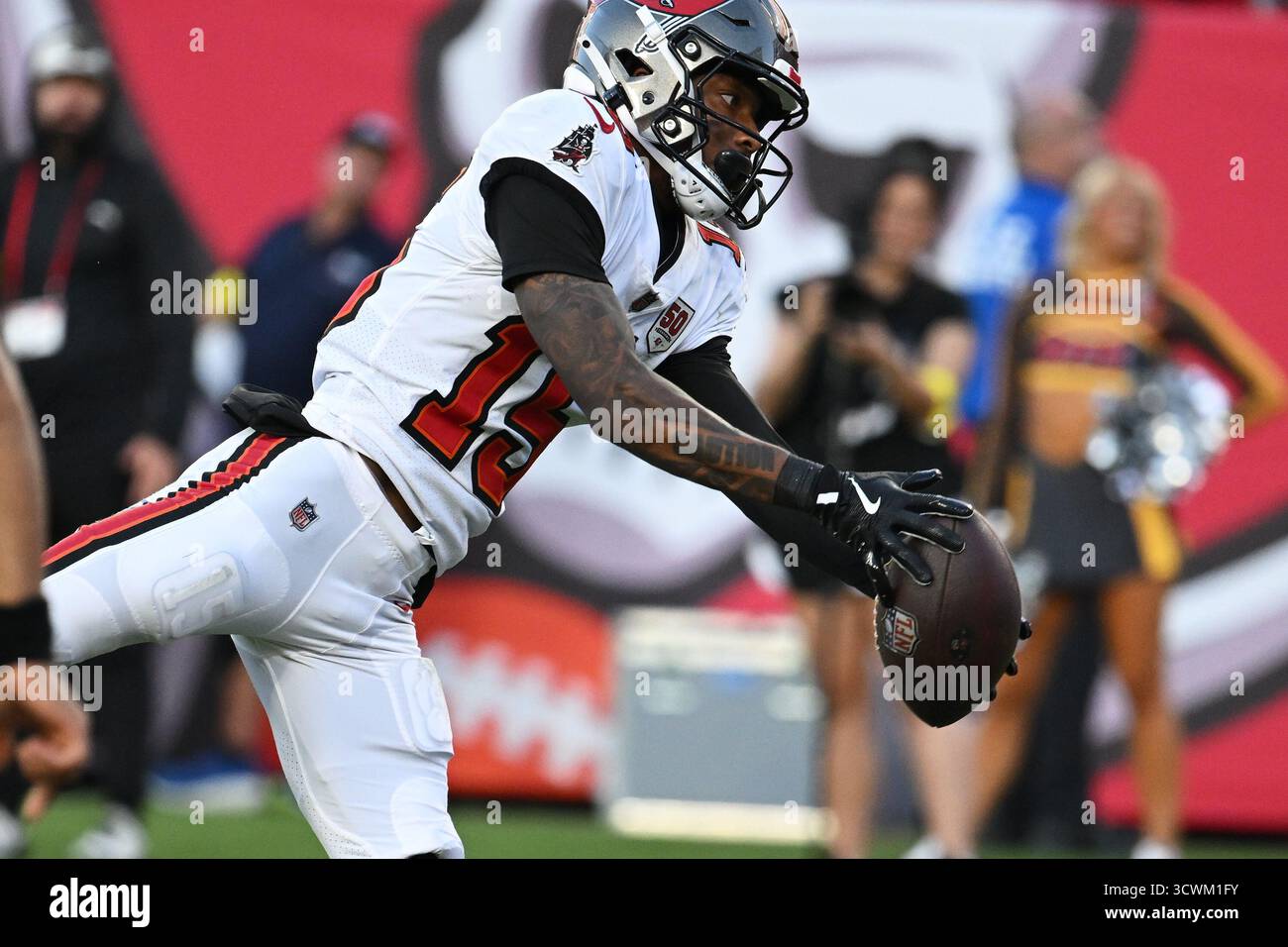 Tampa Bay Buccaneers wide receiver Tez Johnson catches a touchdown pass ...