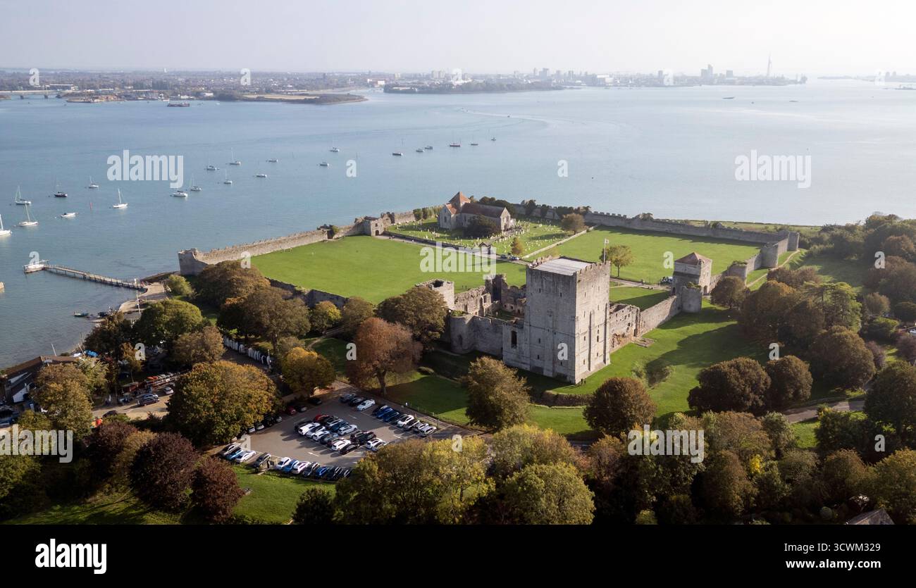 Aerial view of Portchester Castle, Hampshire Stock Photo - Alamy