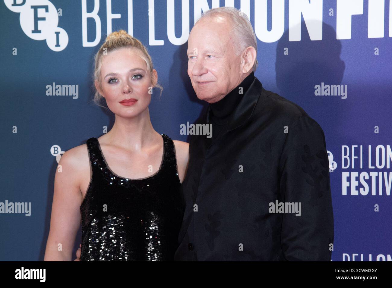 London, UK. 12 Oct, 2025. Pictured: Elle Fanning and Stellan Skarsgård ...
