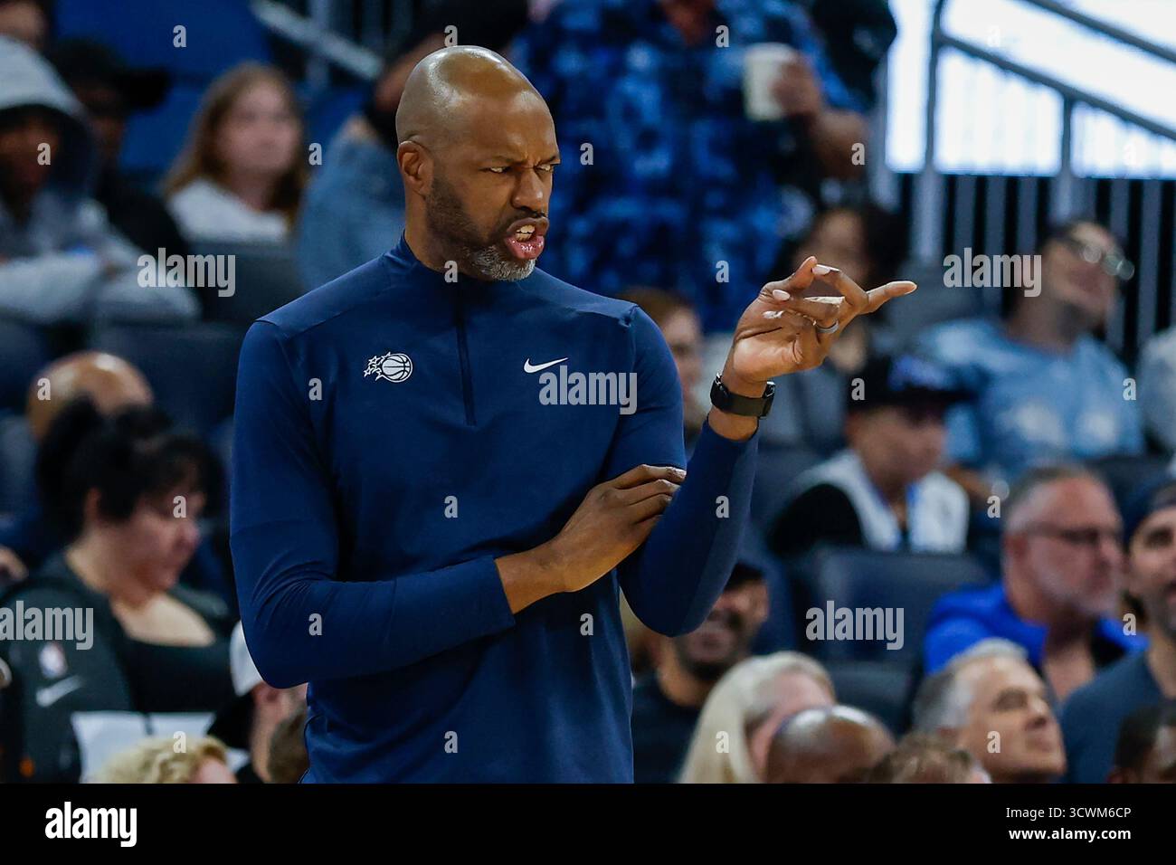 Orlando Magic head coach Jamahl Mosley reacts to his team as they play ...