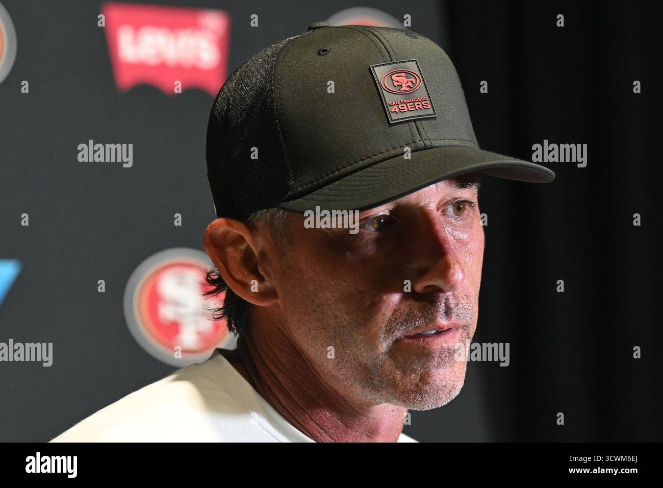 San Francisco 49ers head coach Kyle Shanahan speaks at a news ...