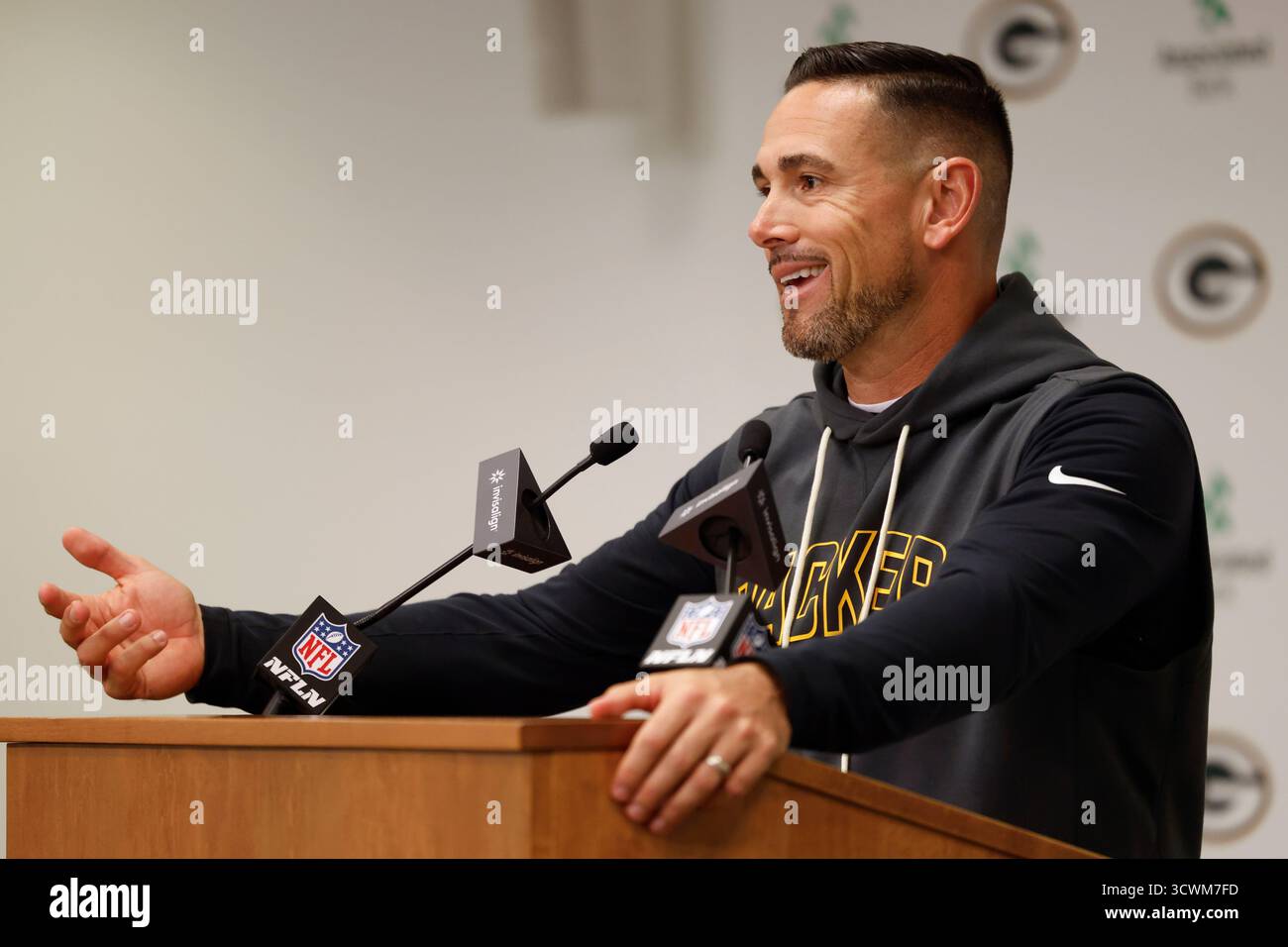 Green Bay Packers head coach Zac Taylor speaks during a news congerence ...