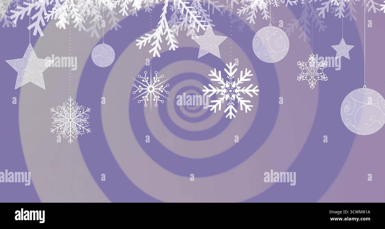 Image of snow falling over spiral shapes moving Stock Photo - Alamy