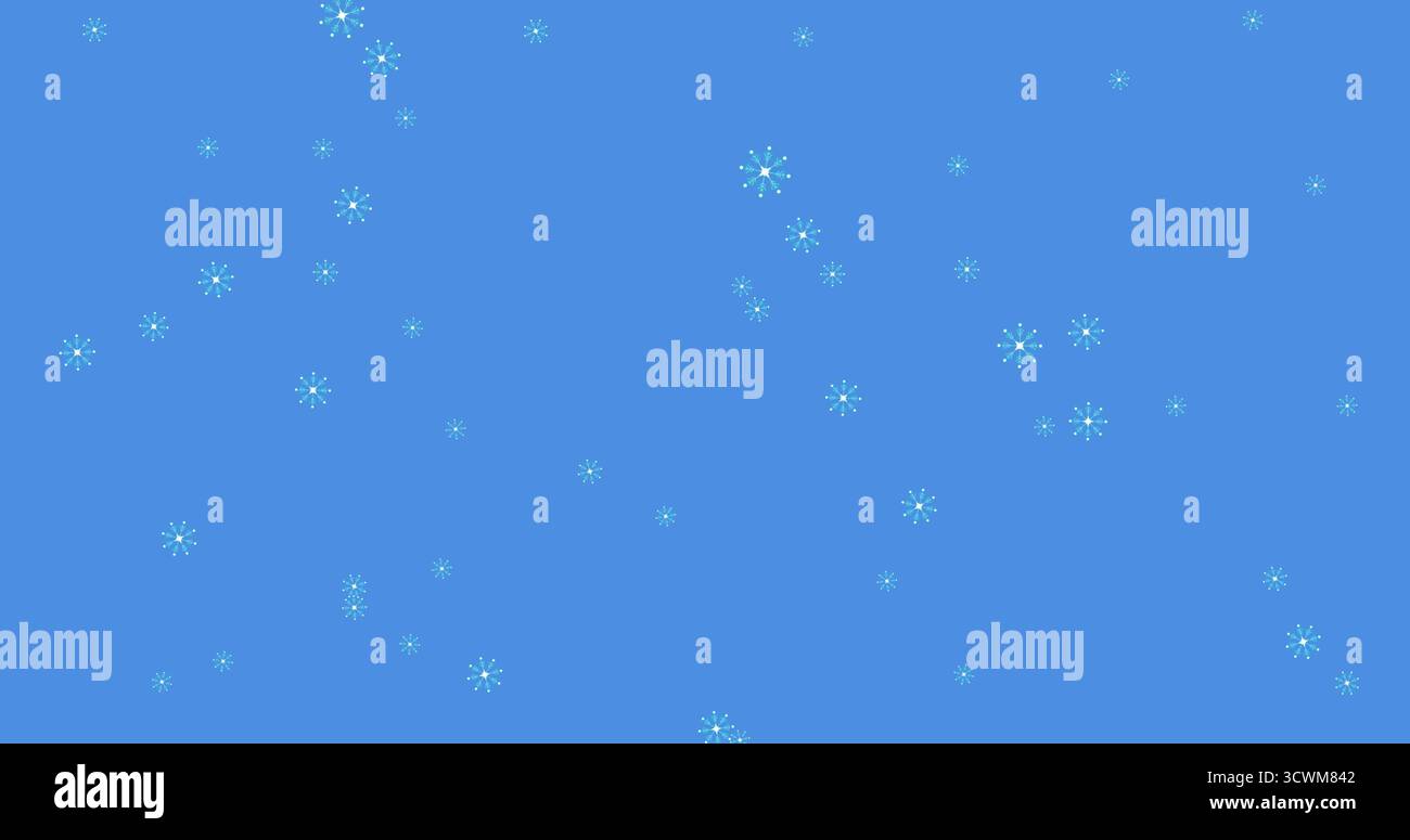 Digital image of multiple snowflakes icons falling against blue ...