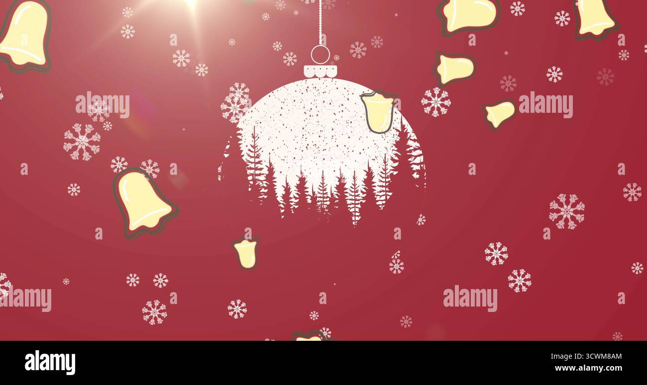 Snowflakes multiple christmas bell icons hi-res stock photography and ...