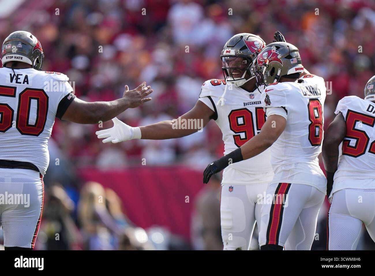 Tampa Bay Buccaneers defensive end Elijah Roberts (95) celebrates after ...