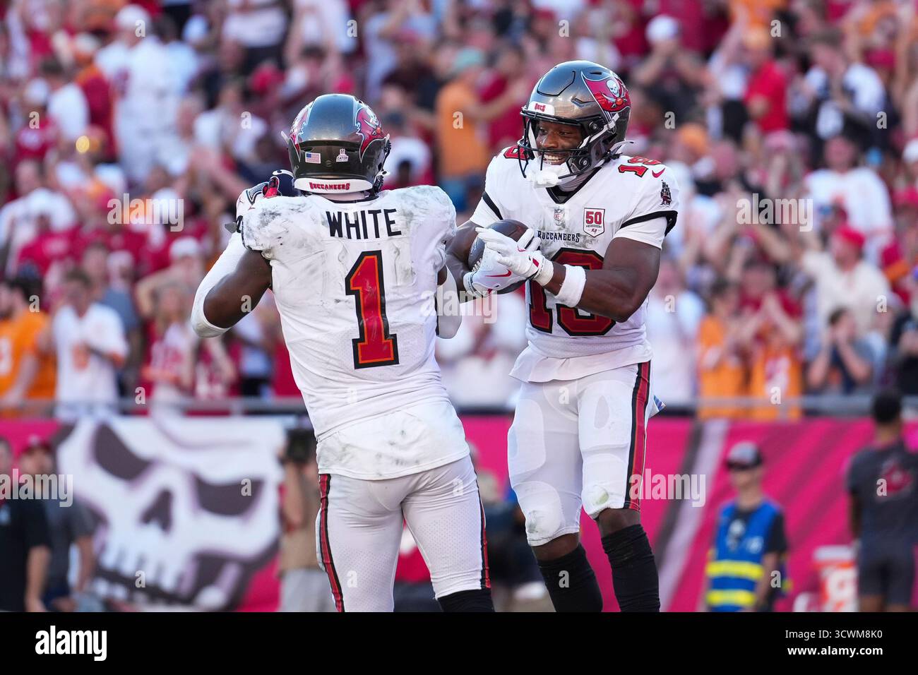 Tampa Bay Buccaneers wide receiver Kameron Johnson (19) celebrates his ...