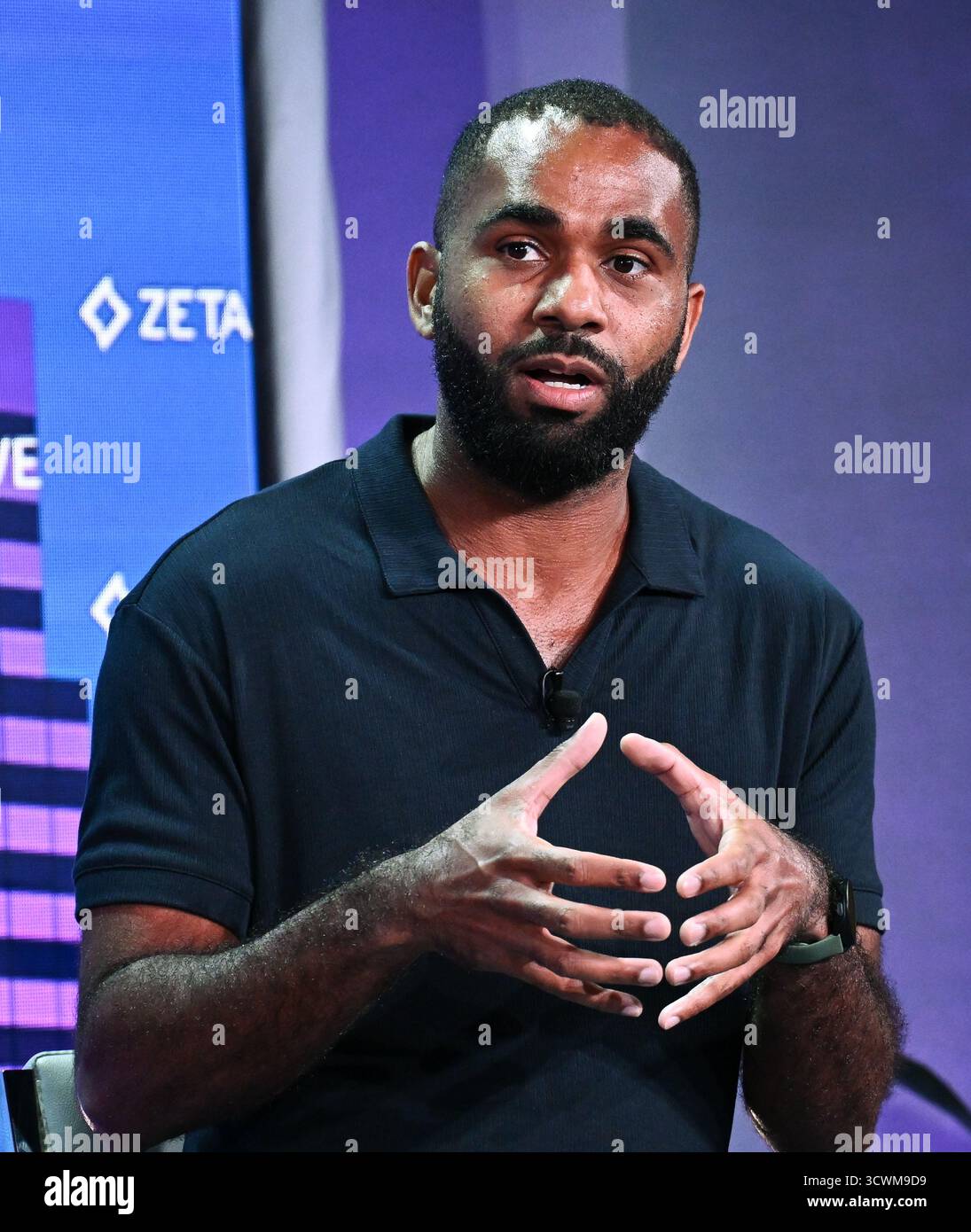 Cody Coleman speaks at the Zeta Live conference at Center415 on ...