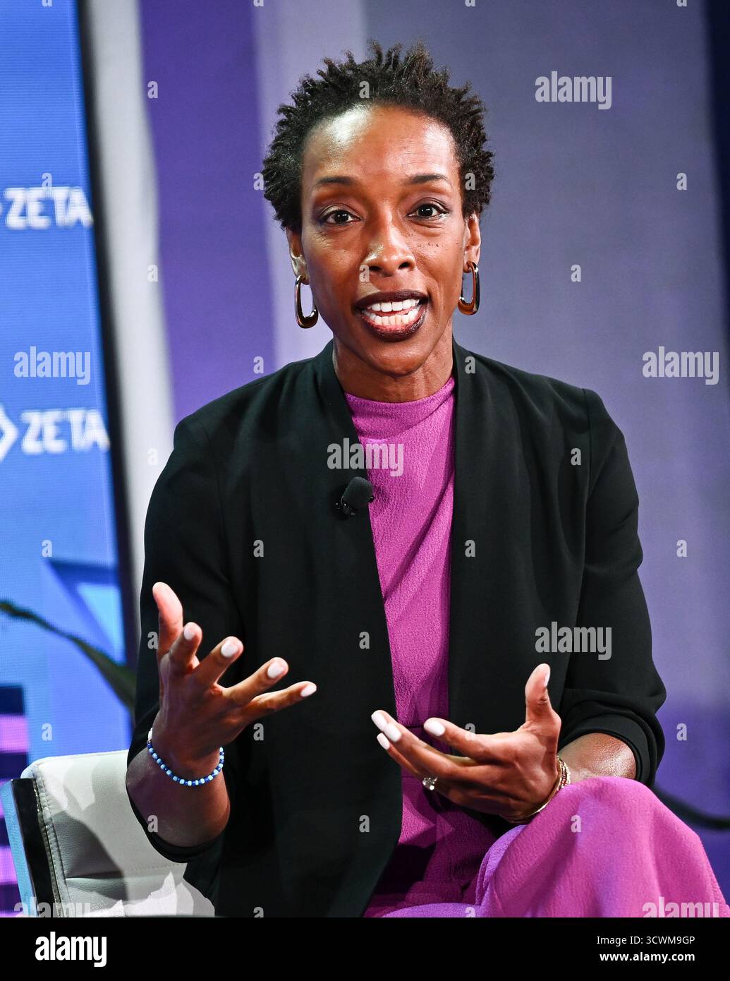 Jené Elzie speaks at the Zeta Live conference at Center415 on Thursday ...