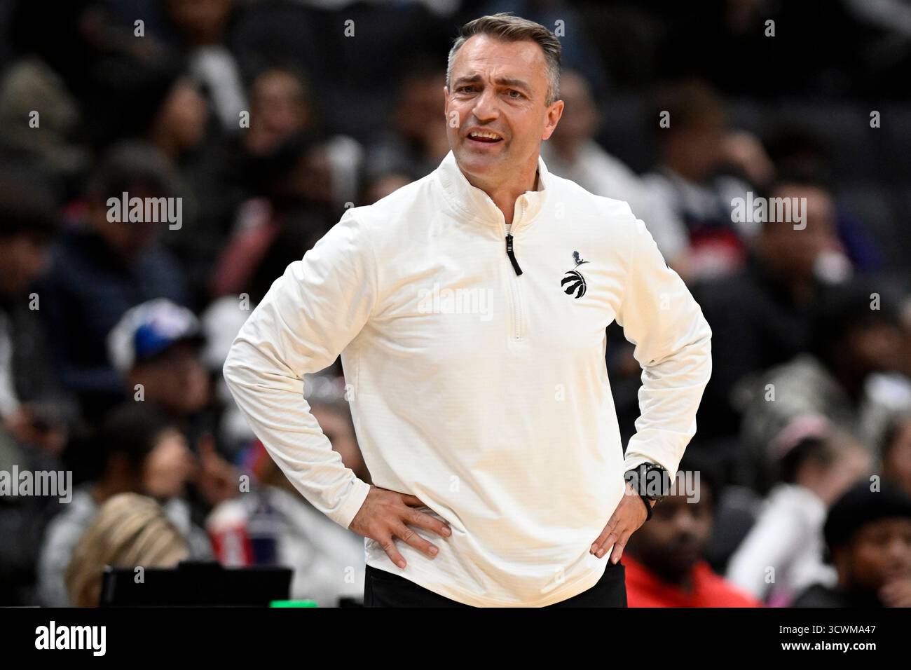 Toronto Raptors head coach Darko Rajakovic questions a referee's call ...
