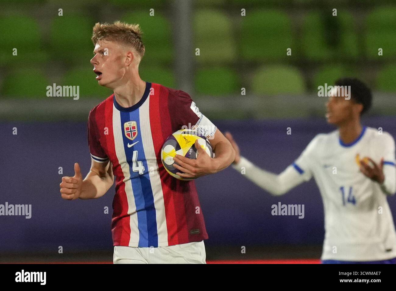Norway's Rasmus Holten celebrates scoring his side's opening goal ...