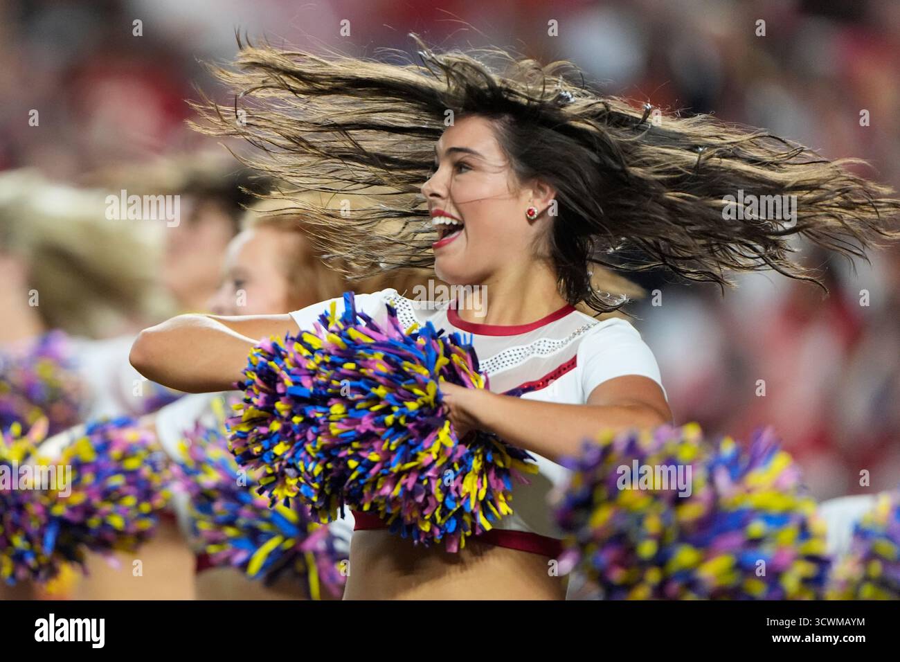 Cheerleaders perform during the first half of an NFL football game ...