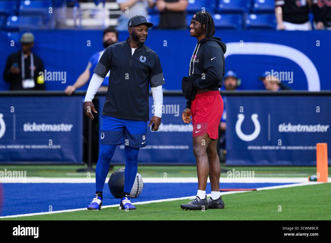 Indianapolis Colts wide receiver coach Reggie Wayne talks to Arizona ...