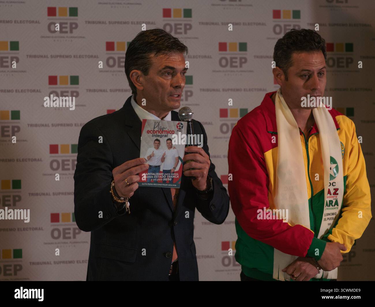 La Paz, Bolivia. 12th October, 2025. Pictured left to right, PDC party ...