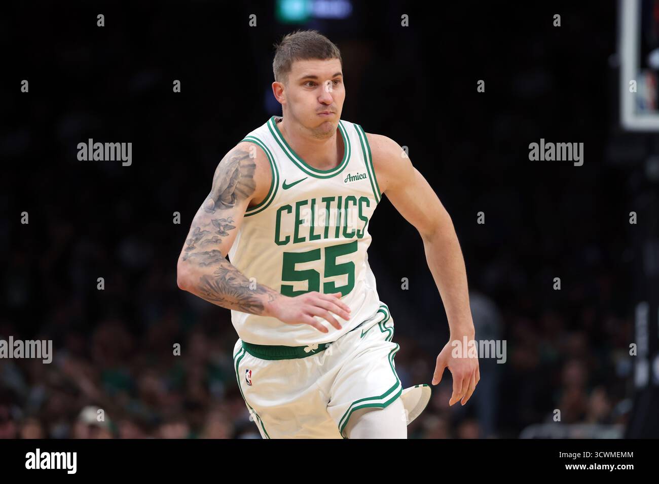 Boston Celtics' Baylor Scheierman plays against the Cleveland Cavaliers ...