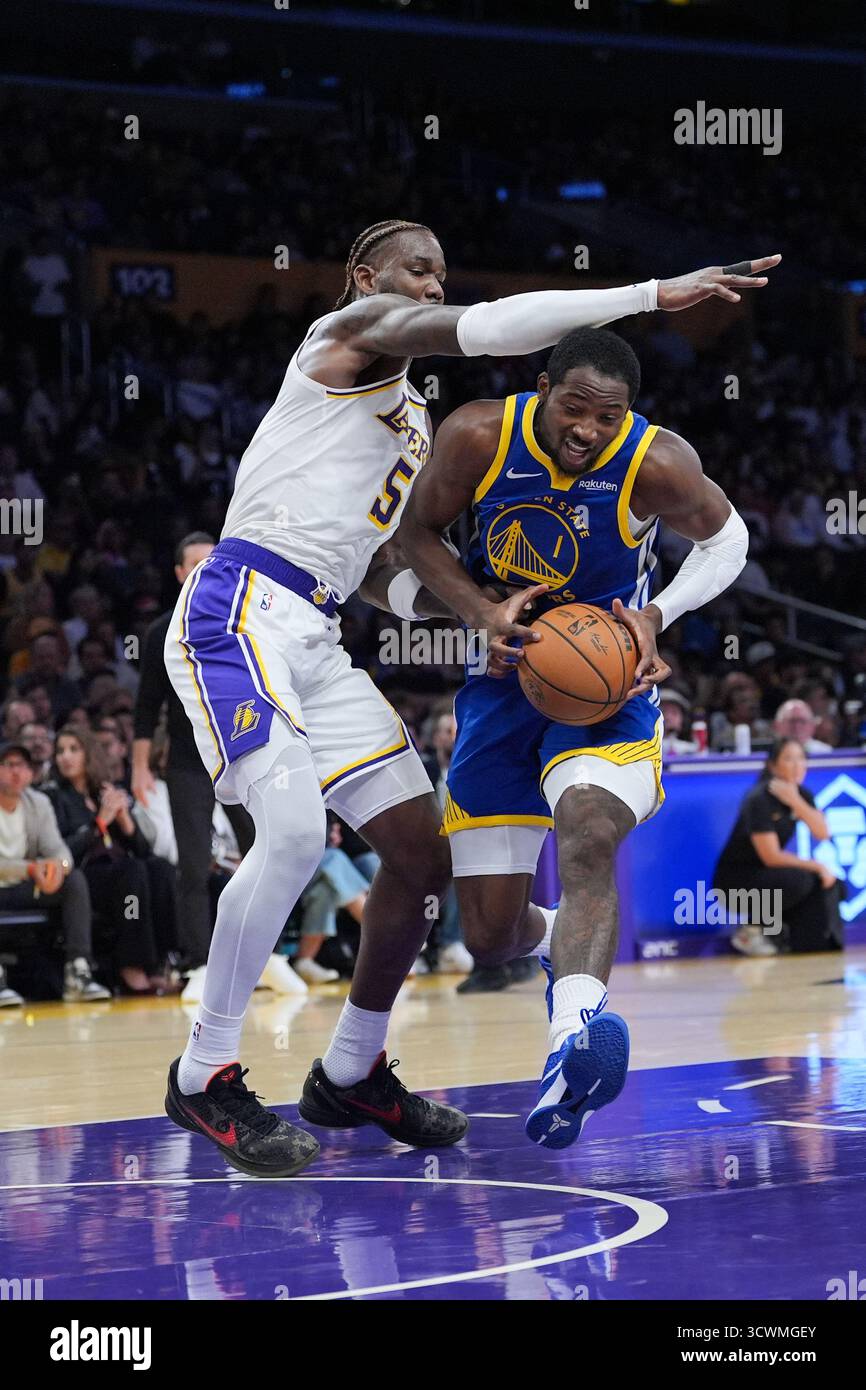 Los Angeles Lakers' Deandre Ayton (5) defends Golden State Warriors ...