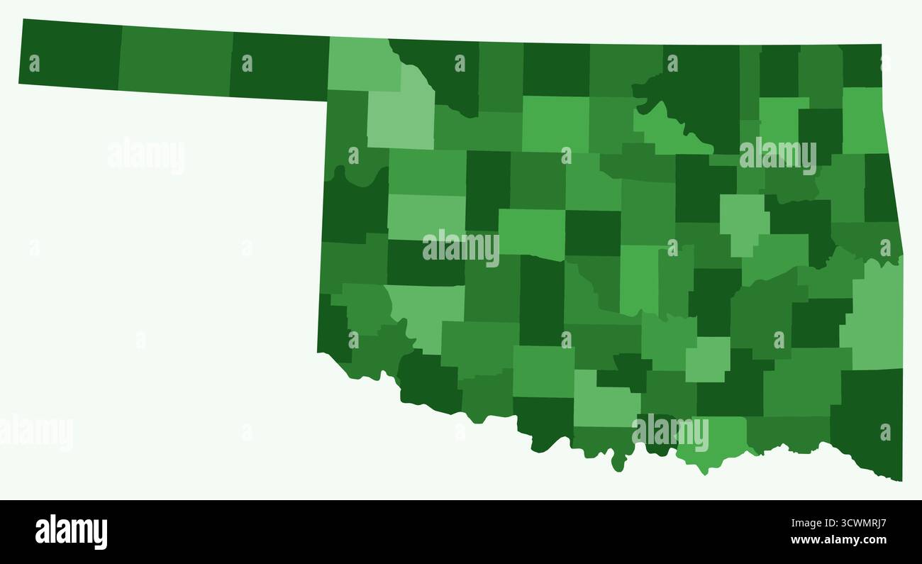 Map of Oklahoma with counties. Just a simple state border map with ...