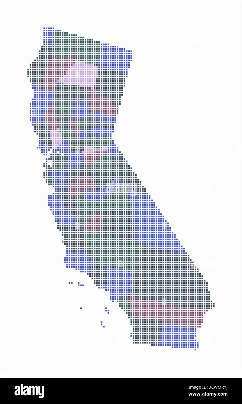 California dotted map. Digital style map of the state on white ...