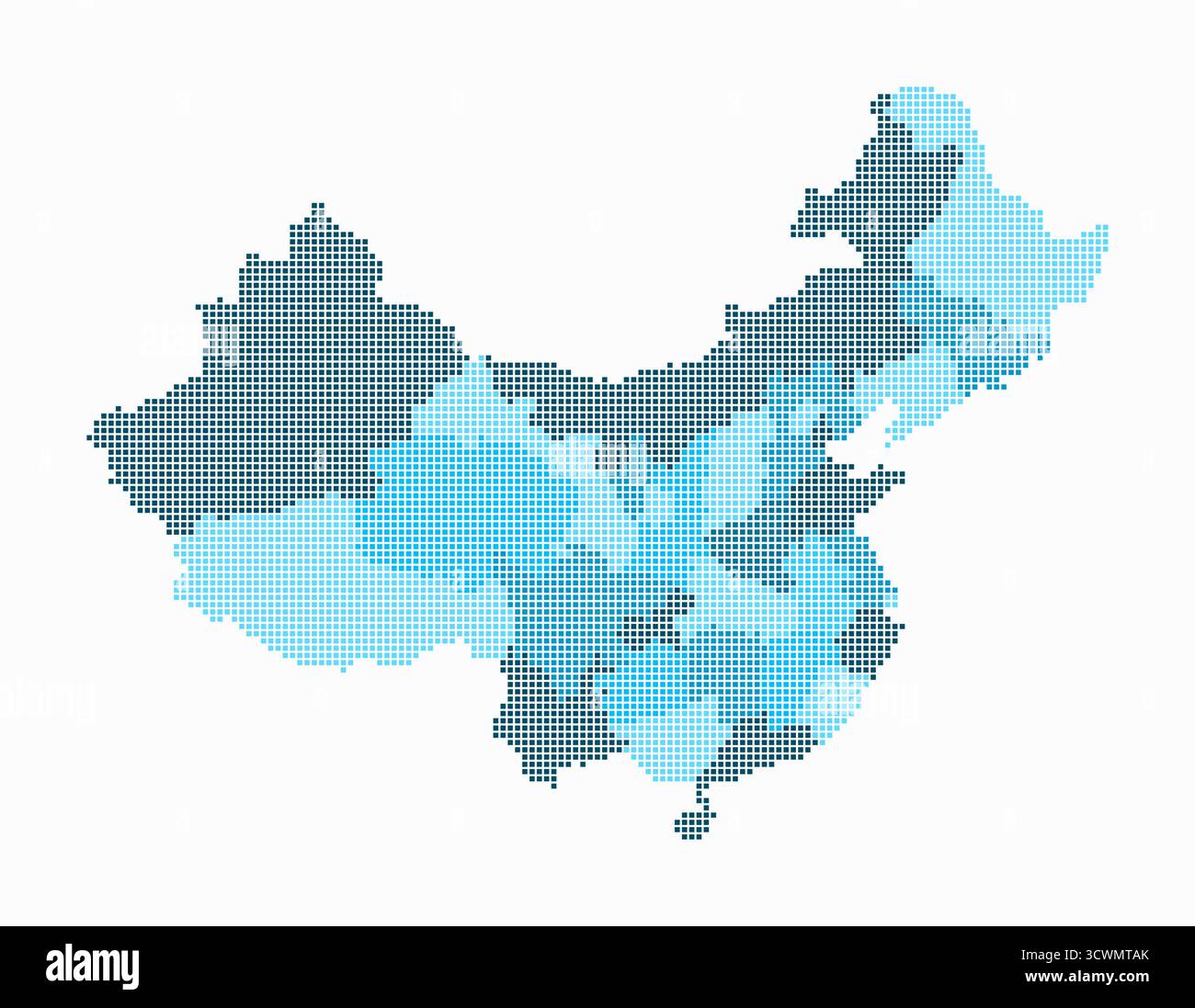 China dotted map. Digital style map of the country on a white ...