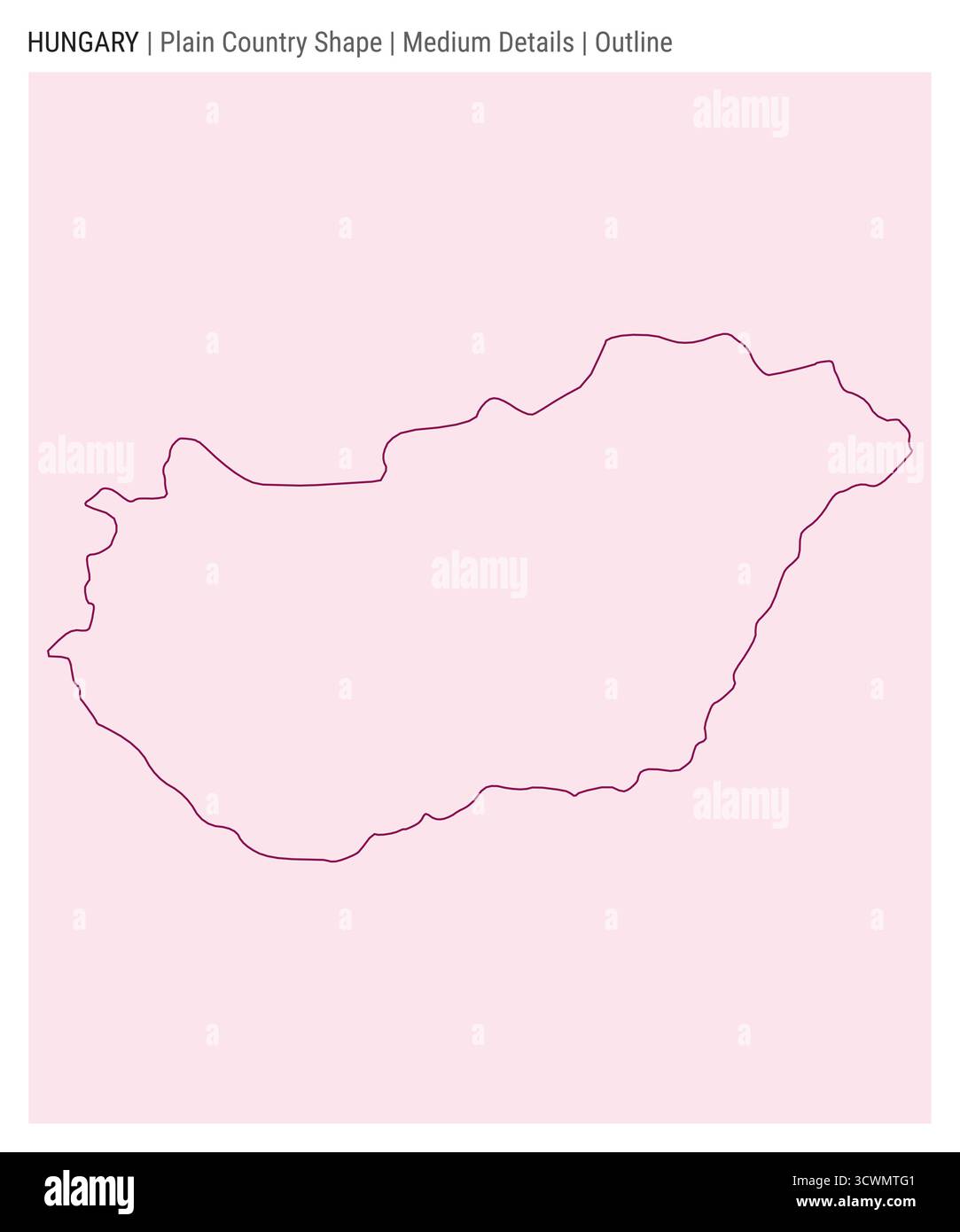 Hungary plain country map. Medium Details. Outline style. Shape of ...
