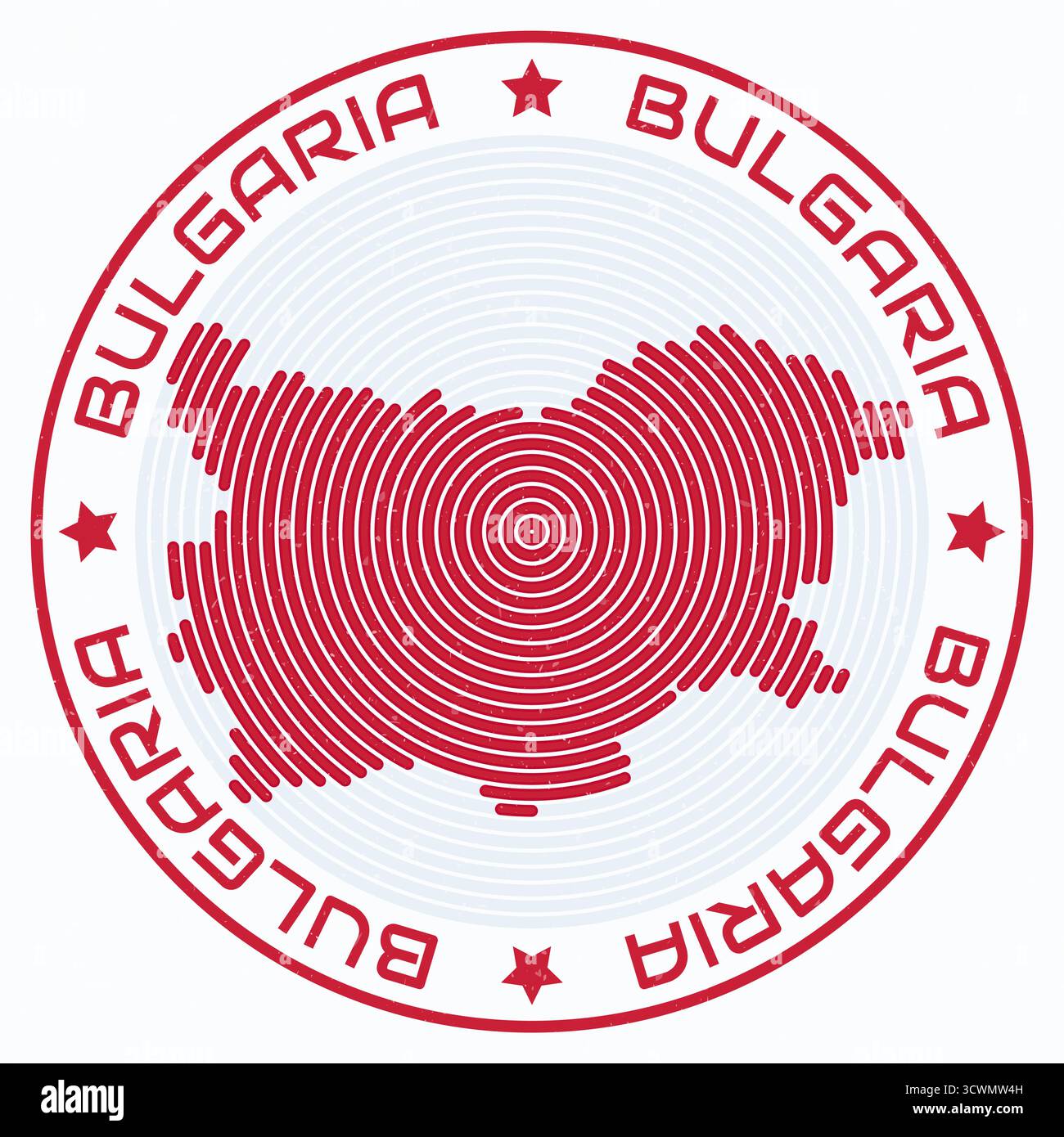 Bulgaria map with round title. Country shape rings. Bulgaria text ...