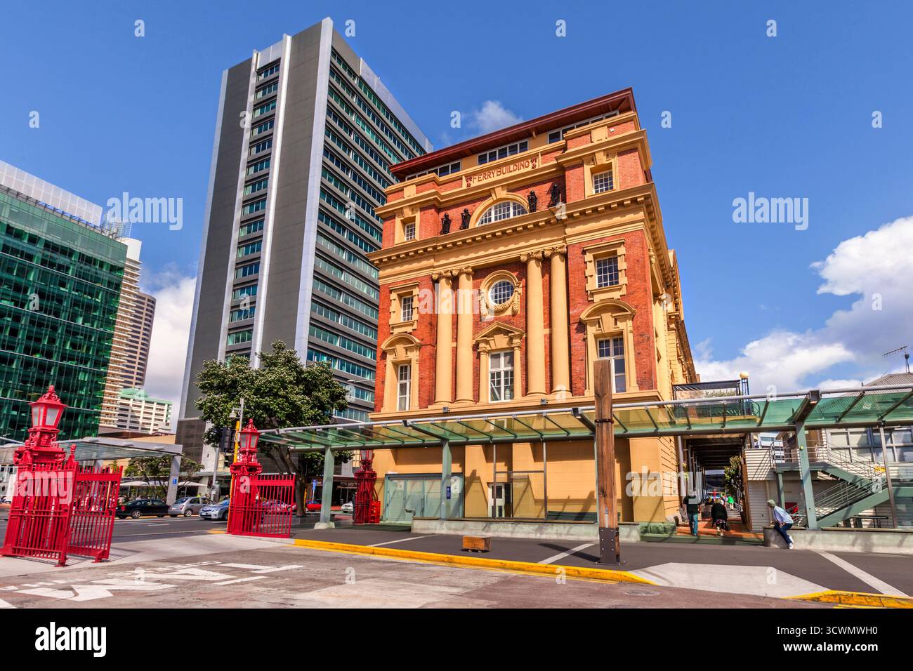 Auckland Ferry Building, hub of the Auckland ferry network, surrounded ...