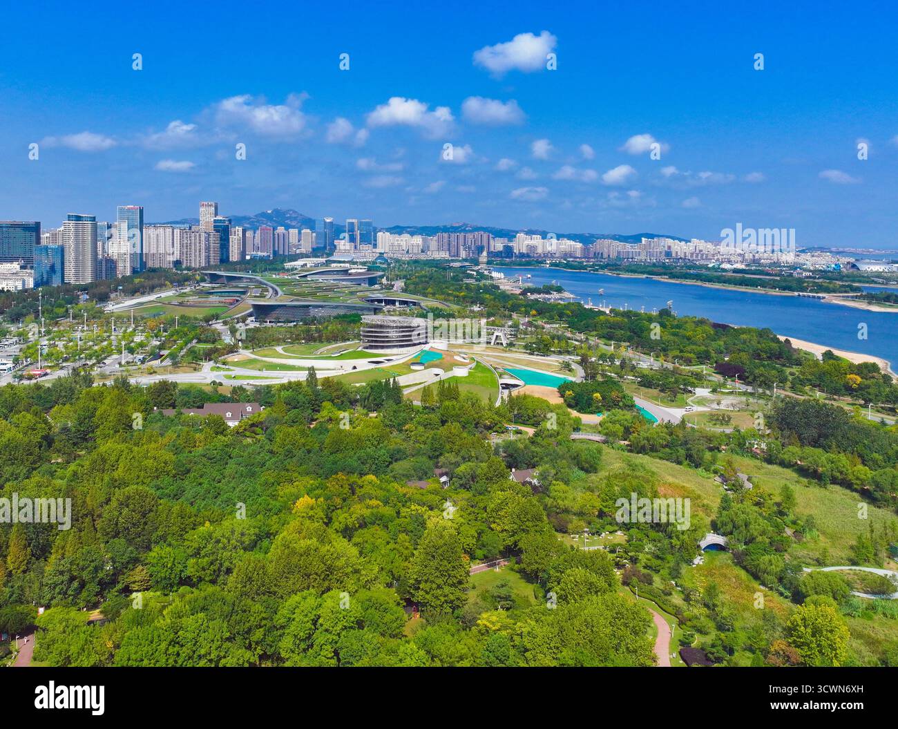 Aerial photo shows the autumn seaside scenery in Rizhao City, east ...