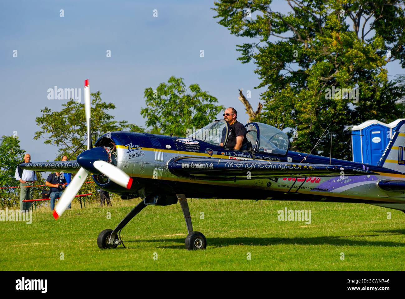 A Yakovlev Yak-55 with registration number LY-AGL during a flight ...