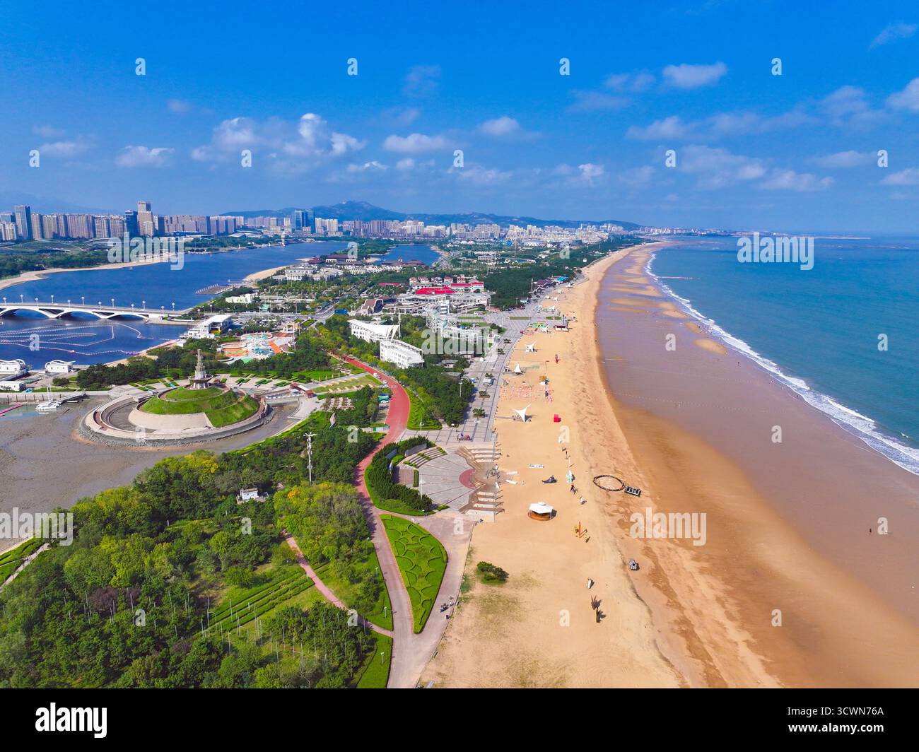 Aerial photo shows the autumn seaside scenery in Rizhao City, east ...