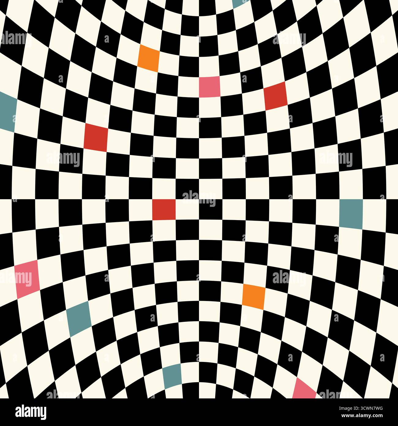 Hypnotic geometric background with checkerboard design. Black and white ...