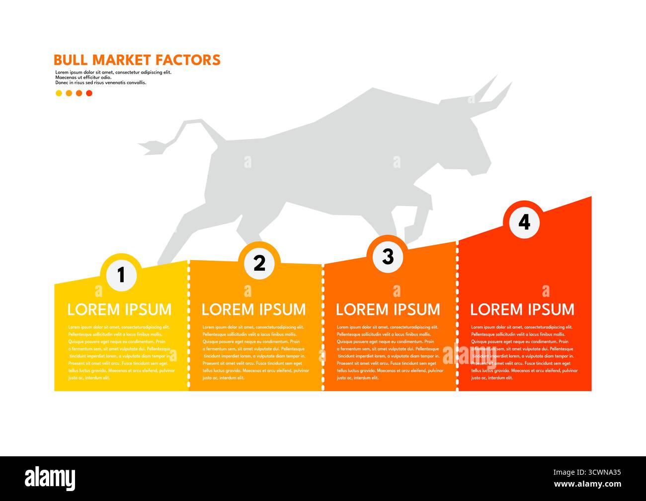 Bull Market Factors Infographic. Vector diagram with bull silhouette ...