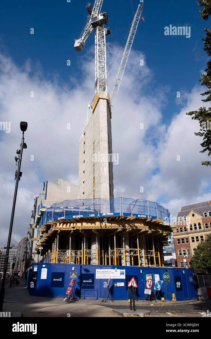 65 Holborn Viaduct building under construction and crane on corner ...