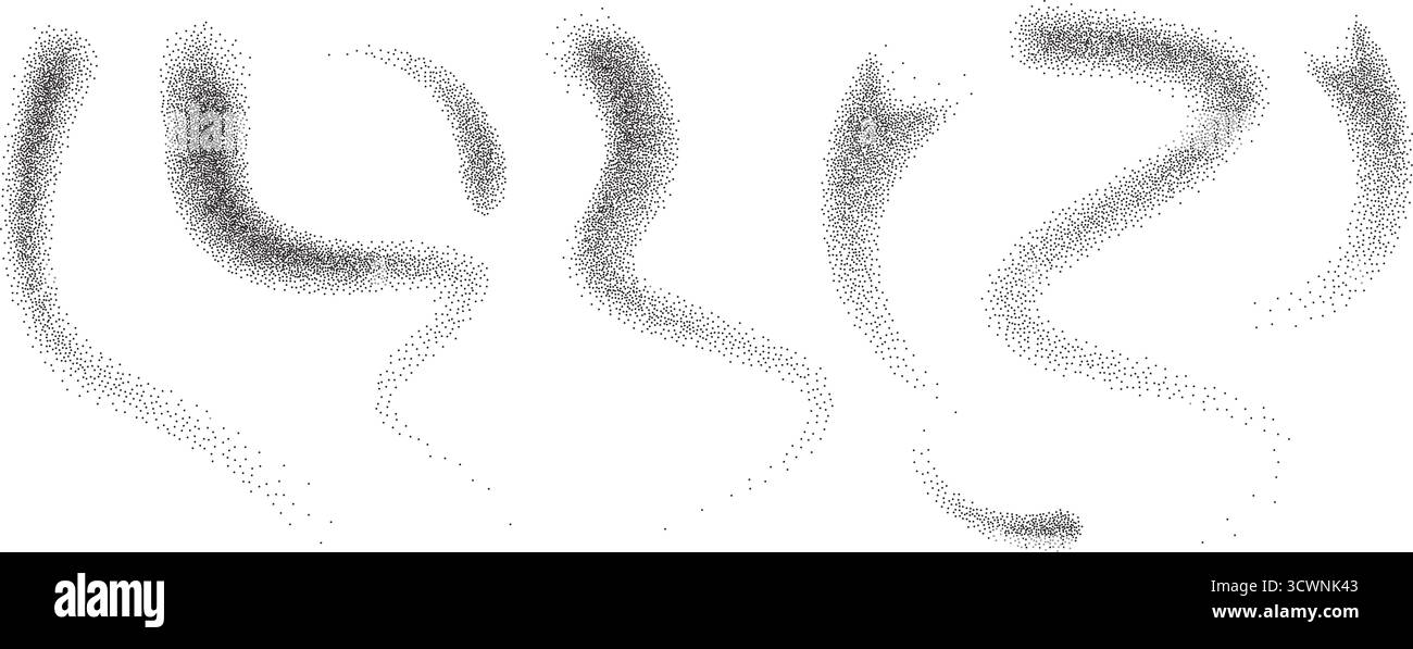 Noise gradients fly stroke shapes set. Grainy texture splash wavy long ...
