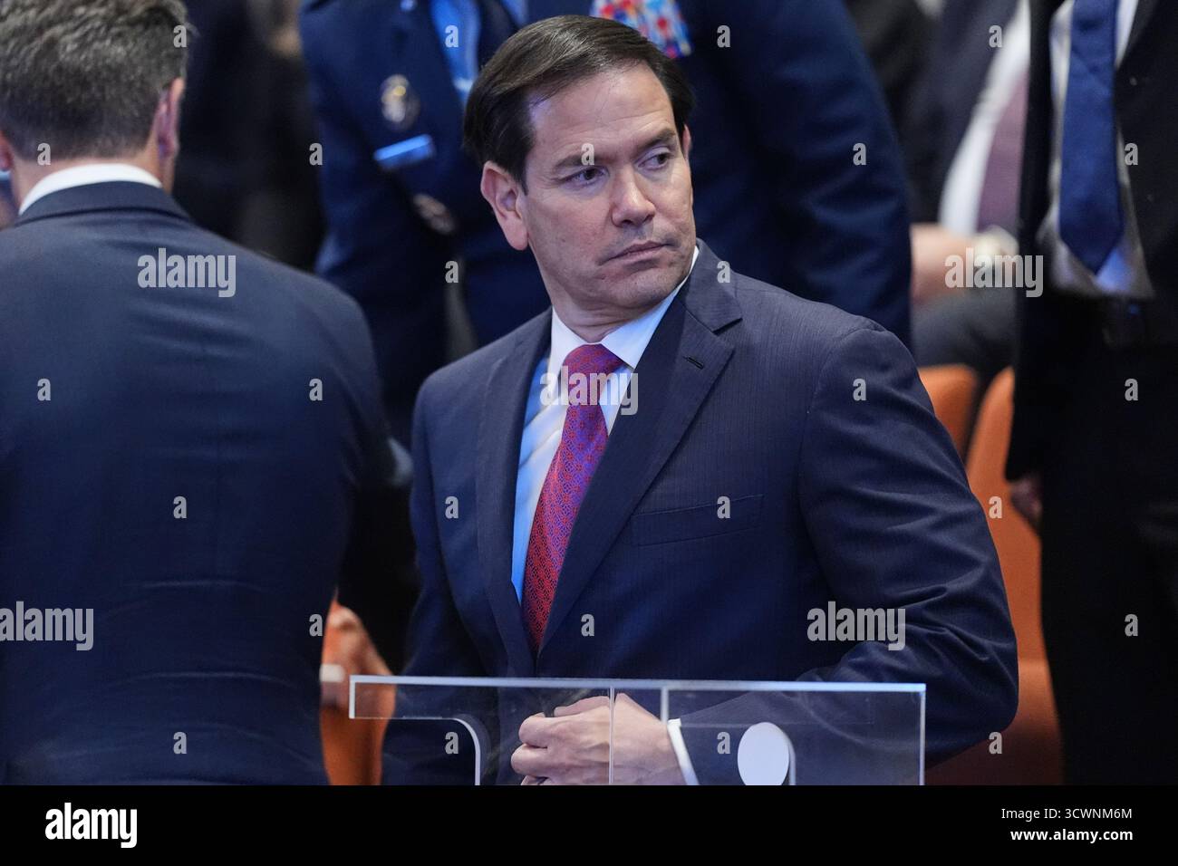 Secretary of State Marco Rubio arrives before President Donald Trump ...