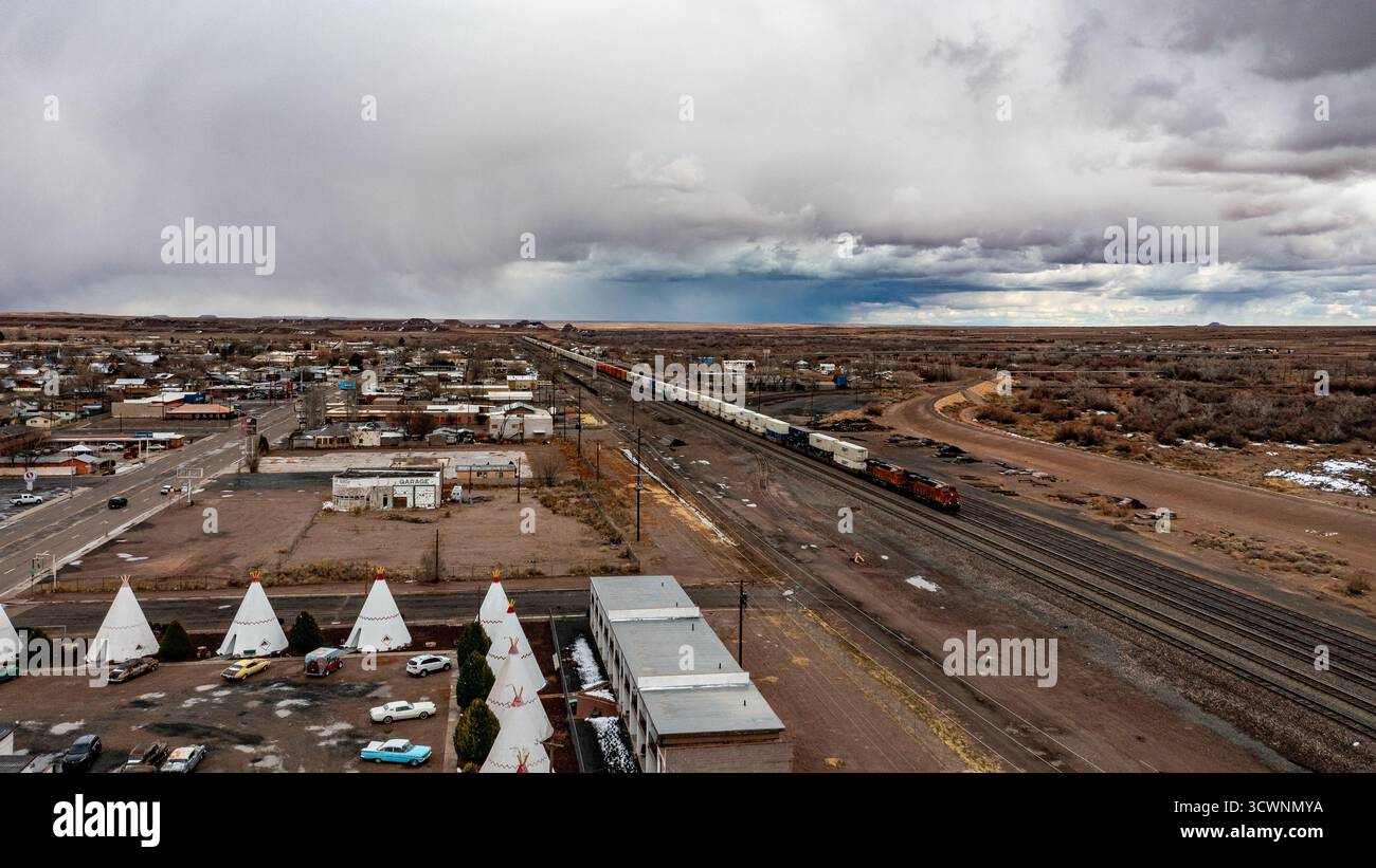 Railroad crossing in desert aerial hi-res stock photography and images ...