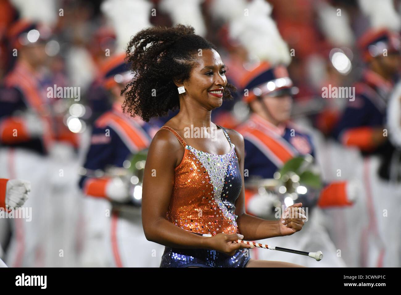 AUBURN, AL - OCTOBER 11: A majorette for the Auburn University Marching ...