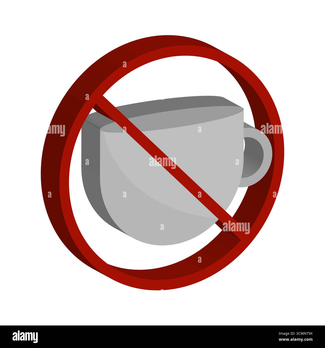 Forbidden coffee mug. No drinks allowed. Stop beverage Vector sign ...