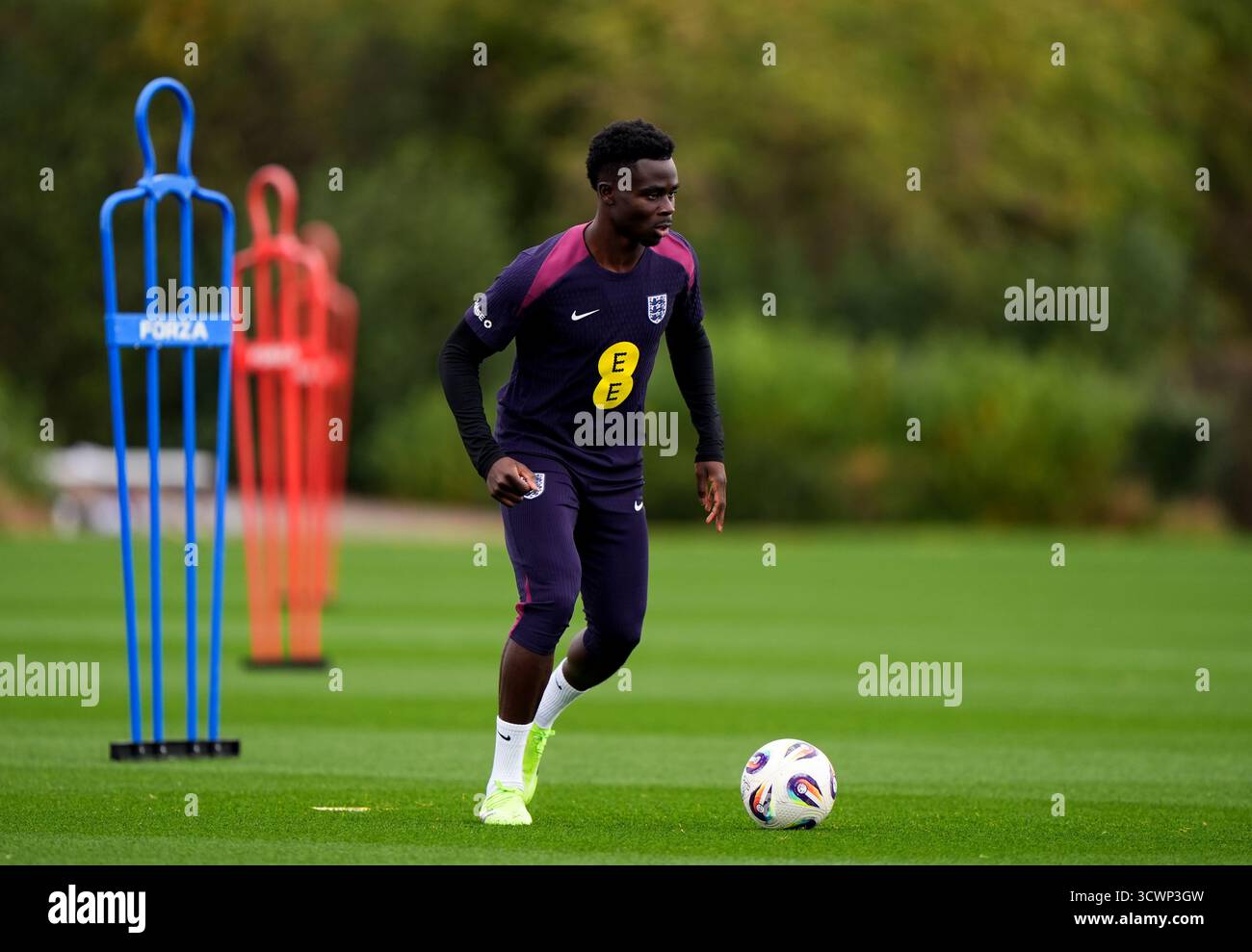 England's Bukayo Saka during a training session at Tottenham Hotspur ...