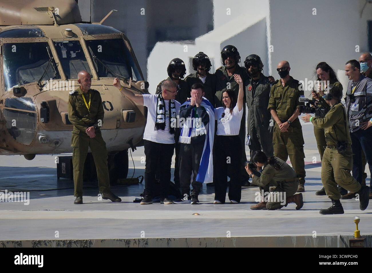 Matan Angrest, an Israeli hostage released from the Gaza Strip puts his ...