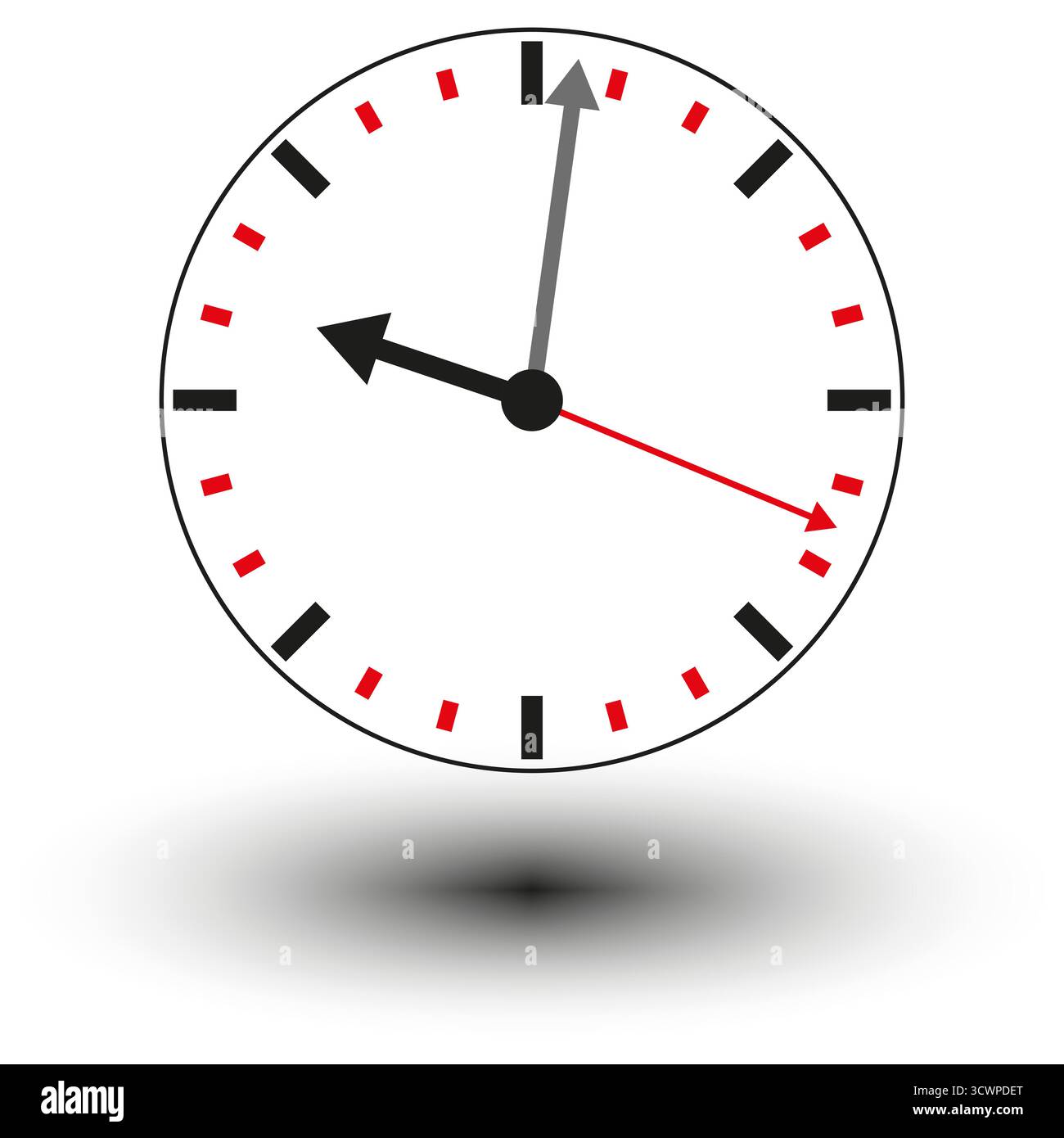 Analog clock face. Time countdown symbol. Red black Vector watch ...