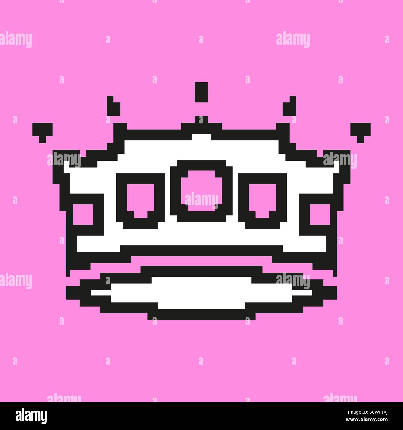 Pixel Crown With Jewels And Points Pixelated Icon. Pixel Art Symbol of ...
