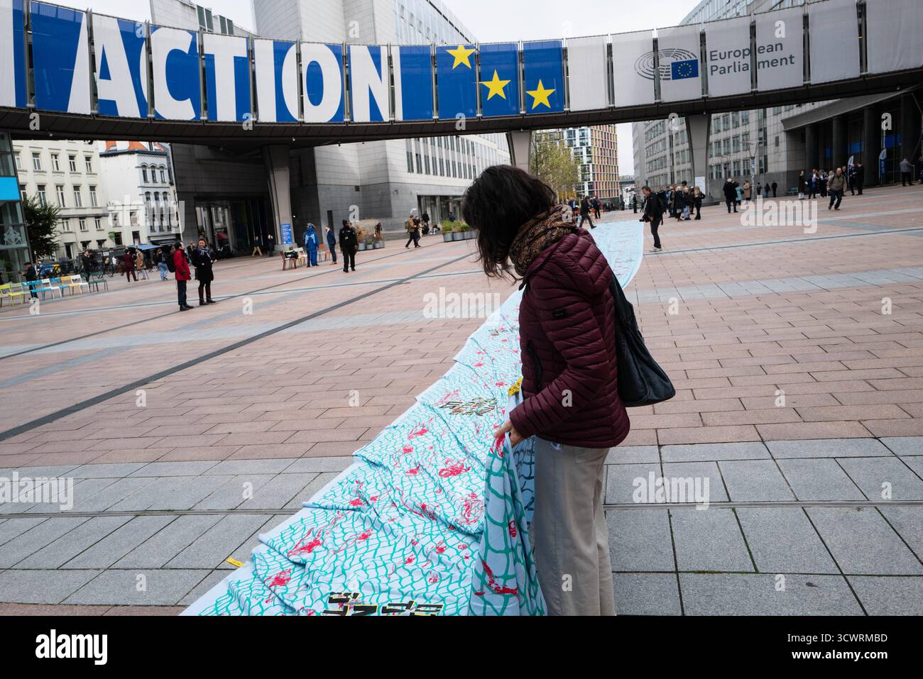 Protest against bottom trawling in Brussels Ocean Rebellion activists ...