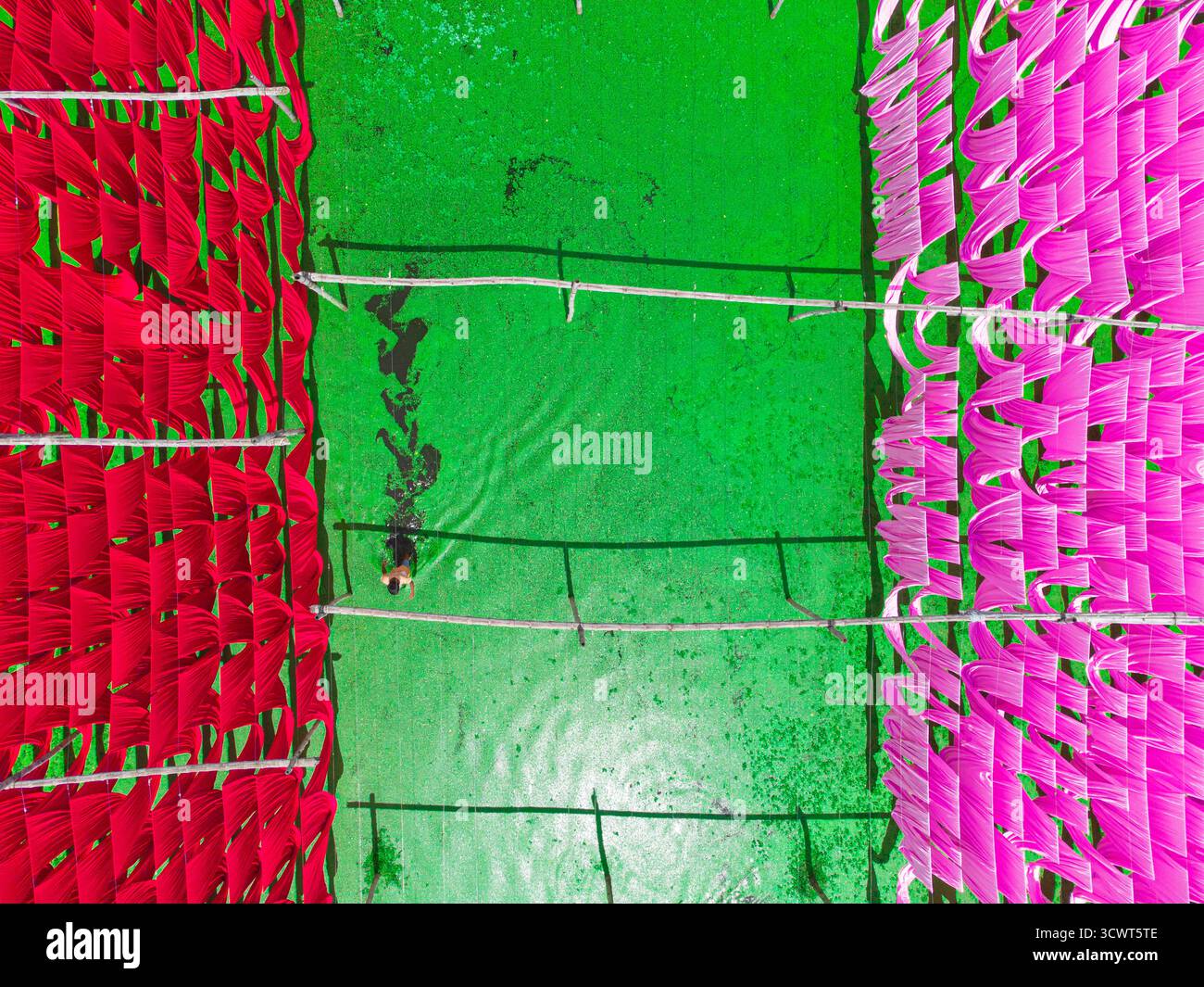 Dhaka, Bangladesh - 11 September 2022: Aerial view of vibrant red and ...
