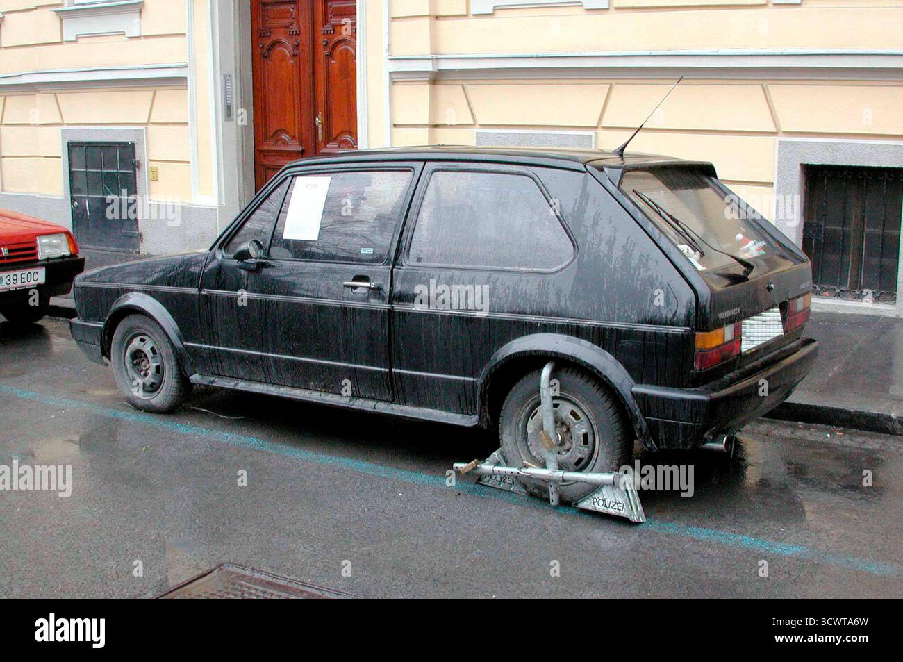 parking clamp on the tyre of a car for parking offence parking clamp on ...