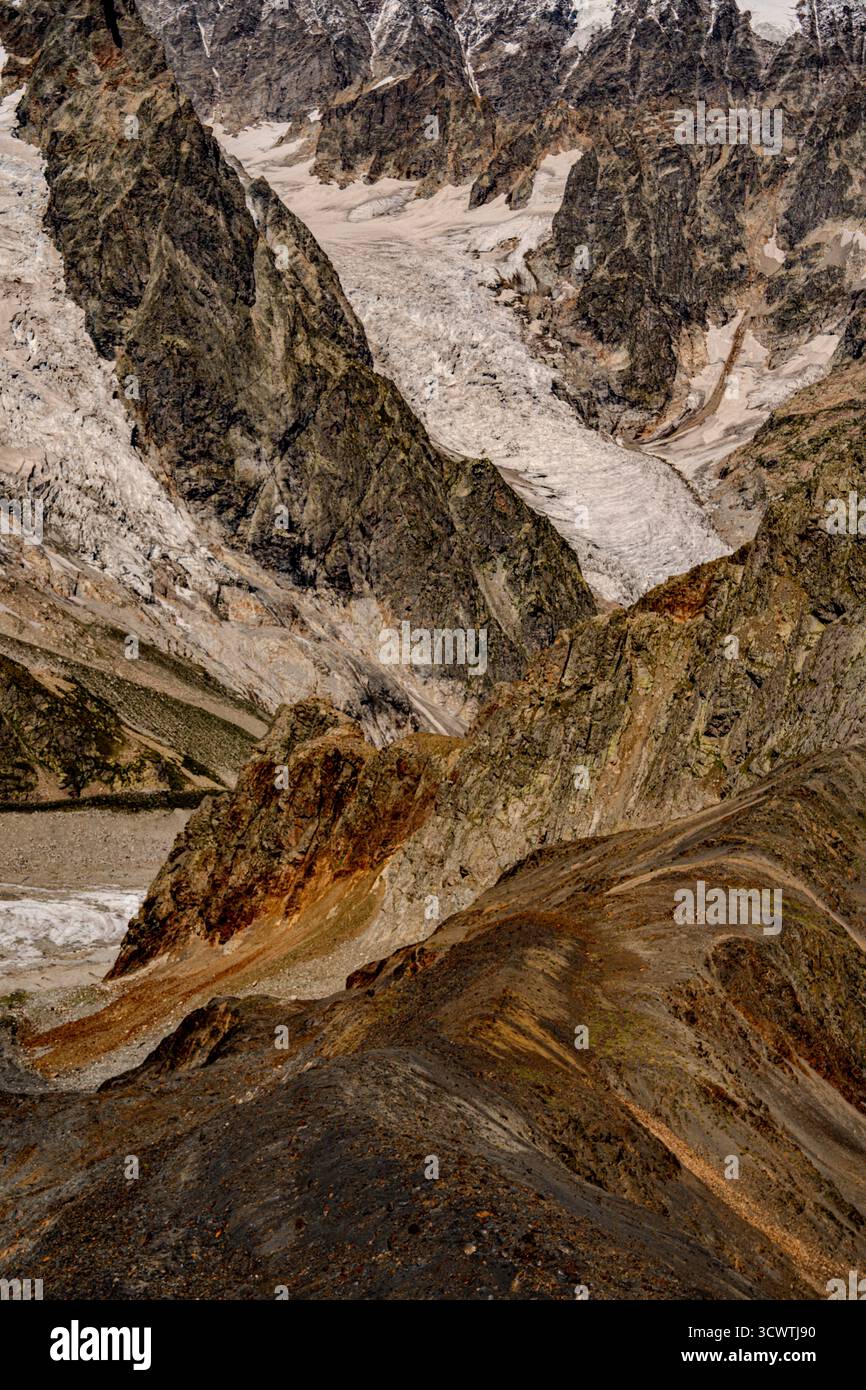 Mountain Summits Around The Ushba Region In The Caucasus Range Of ...