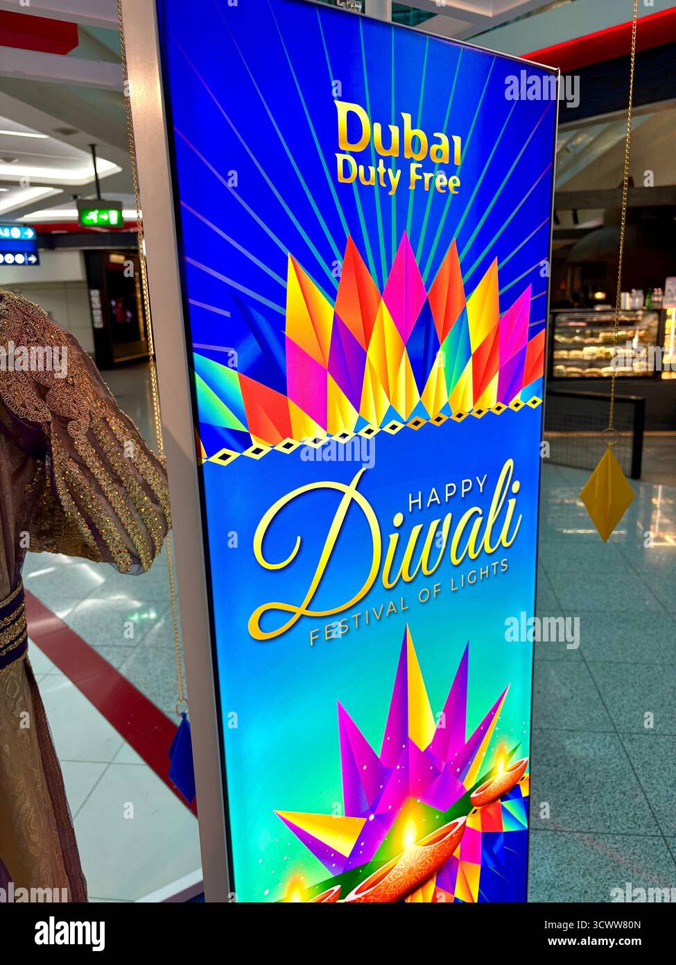 Happy Diwali festival of lights, good over evil, signage at Dubai ...