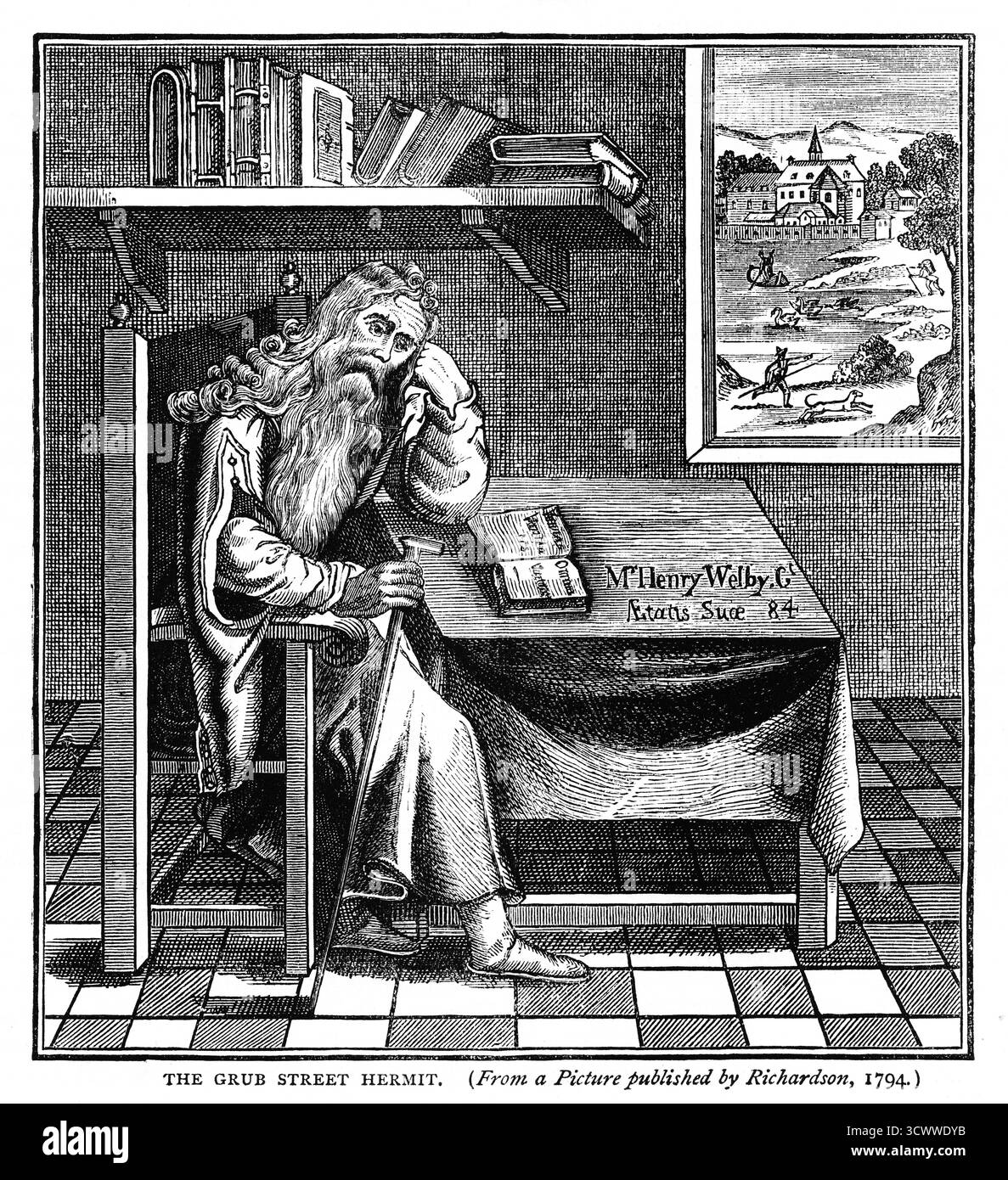 A 19th-century engraved portrait of Henry Welby, the Grub Street Hermit ...